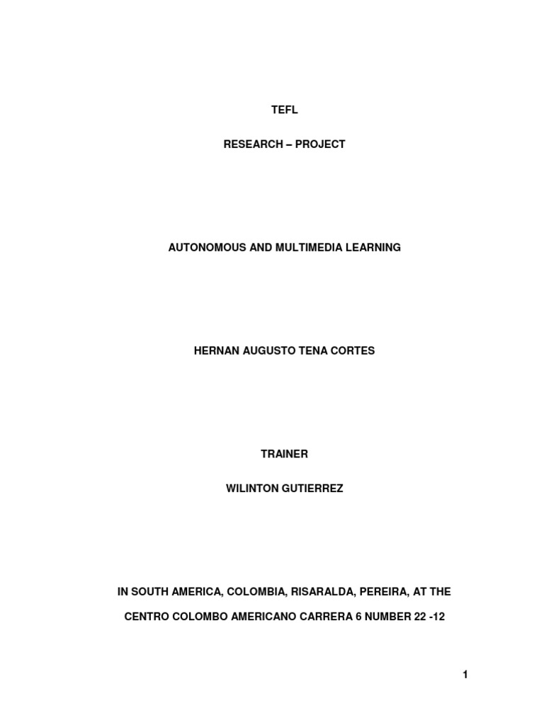 Final Document Pdf English As A Second Or Foreign Language Multimedia