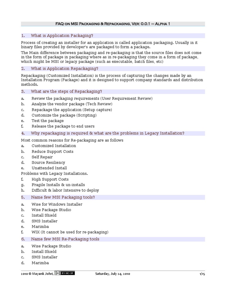 FAQ On MSI Packaging and Repackaging | PDF | Windows Registry | Installation (Computer Programs)