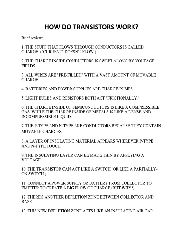 How Transistors Function Explained | PDF