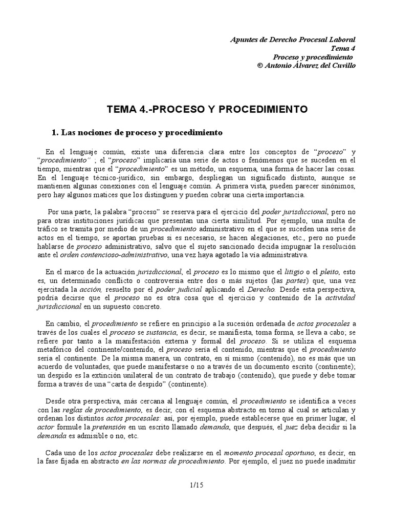 Proceso Vs Procedimiento | PDF | Ley procesal | Demanda judicial