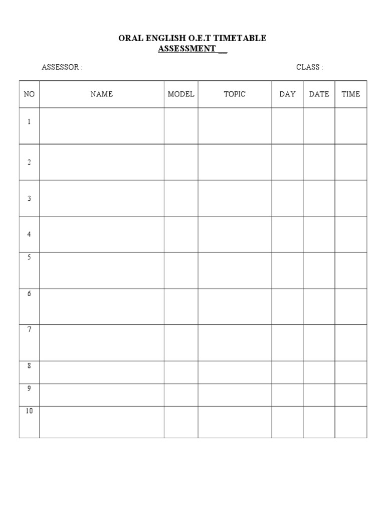 Oral English Timetable | PDF
