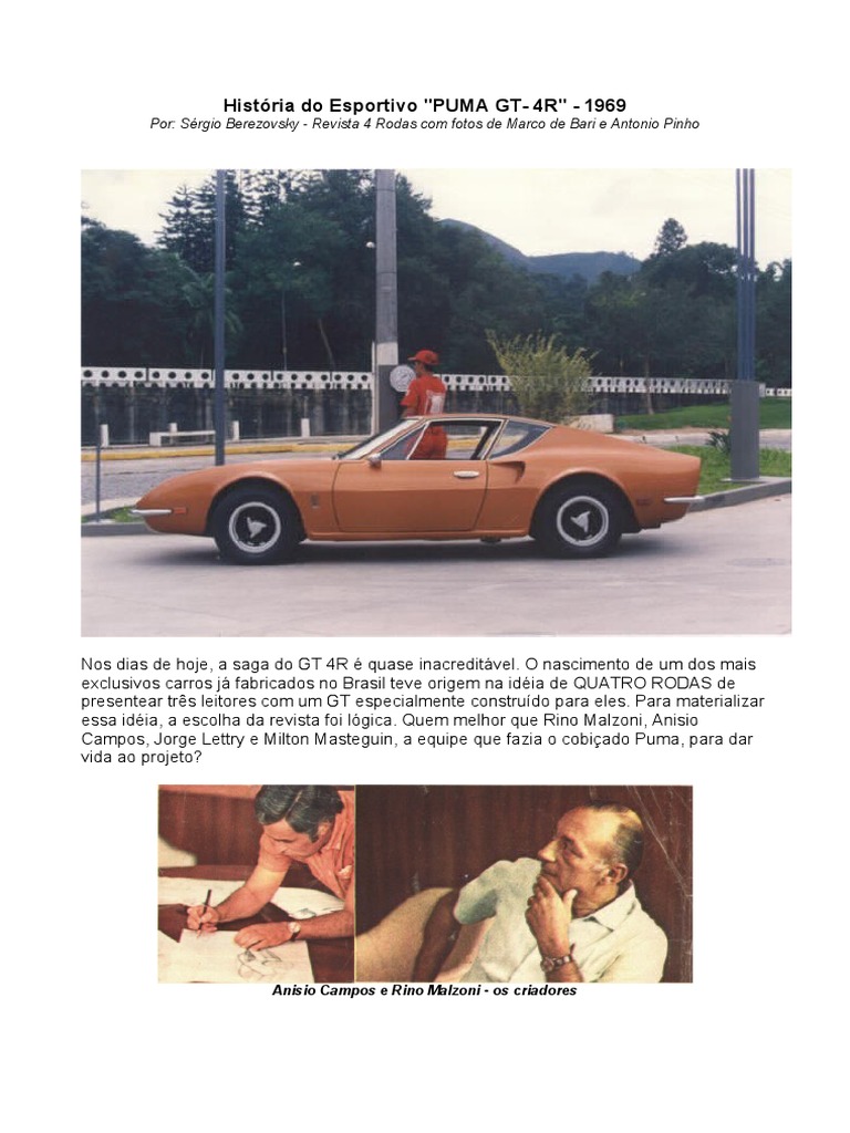 História do Puma GT-4R: Ícone de 1969 | PDF | Carro | Automóveis