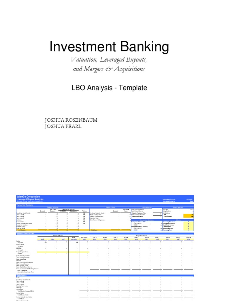 LBO Analysis Template | PDF | Earnings Before Interest | Leveraged Buyout