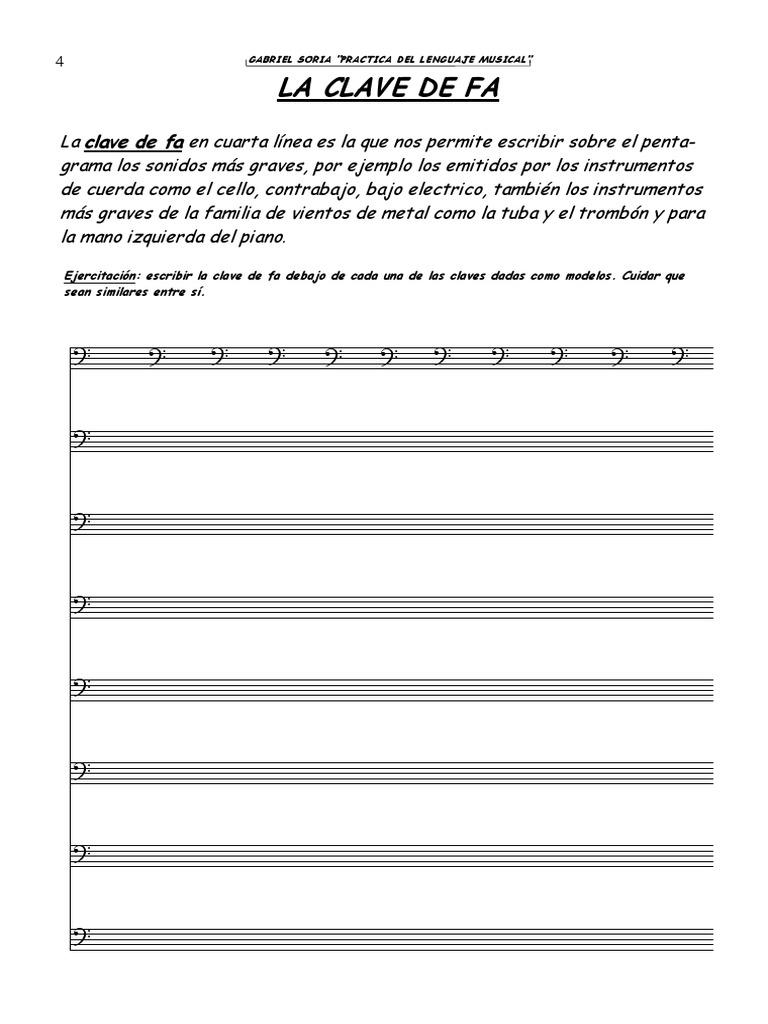 Notas en Clave de Fa | Clave | Elementos de la música