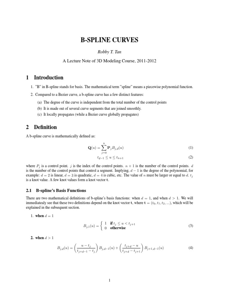 05 Bspline1 | PDF | Spline (Mathematics) | Differential Geometry