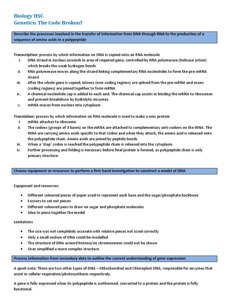 Genetics The Code Broken | PDF | Rna | Genetic Linkage