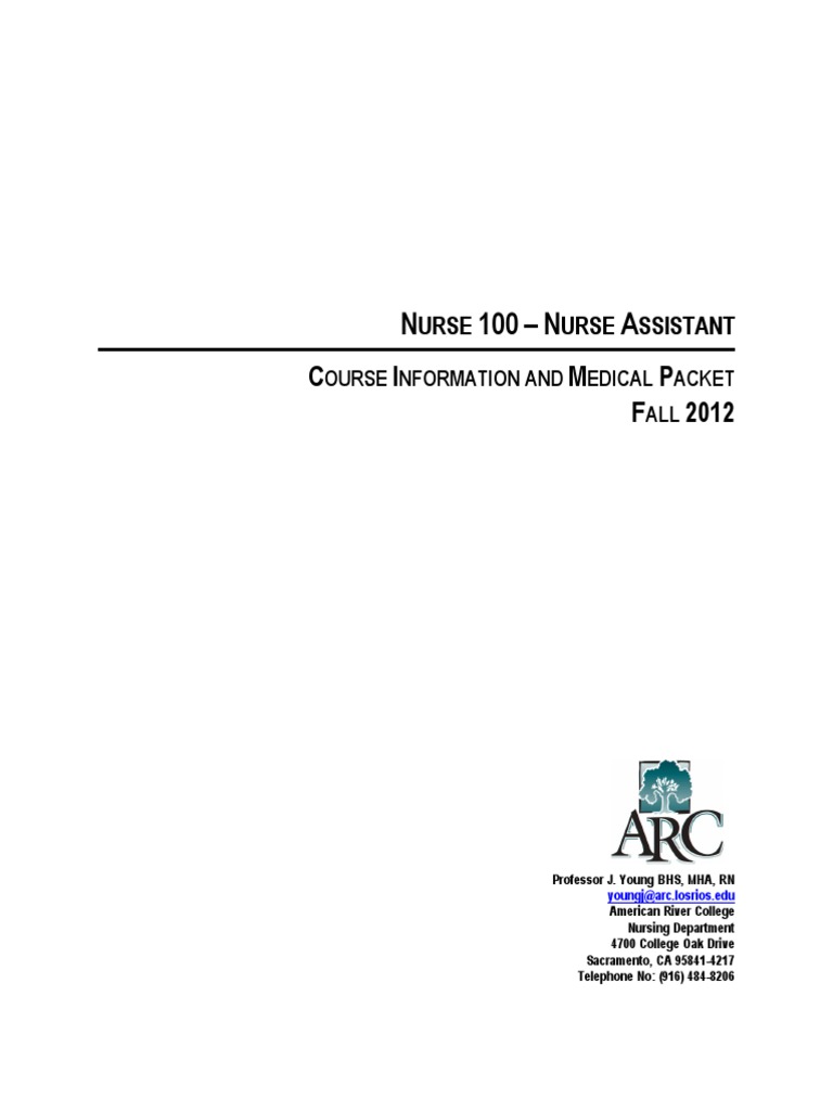 NURSE 100 Course Info Medical Packet | PDF | Nursing | English As A ...