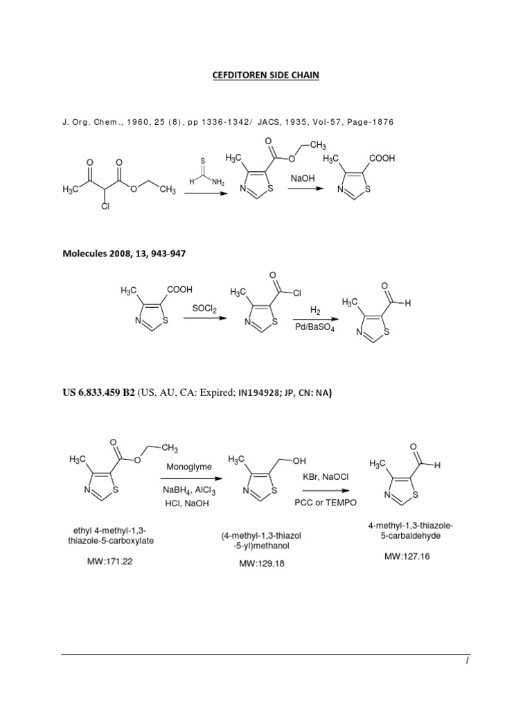 Cefditoren Side Chain: C H O O CH | PDF