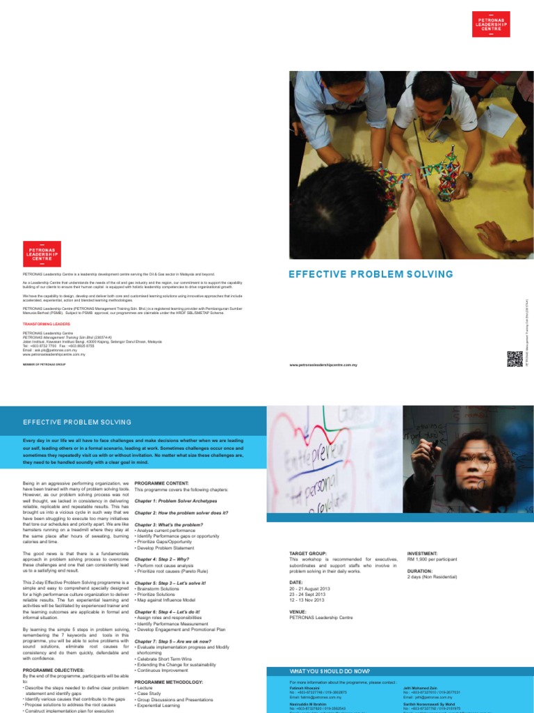 EFFECTIVE PROBLEM SOLVING - Overview - Sample Program Pamplet | PDF | Leadership | Learning