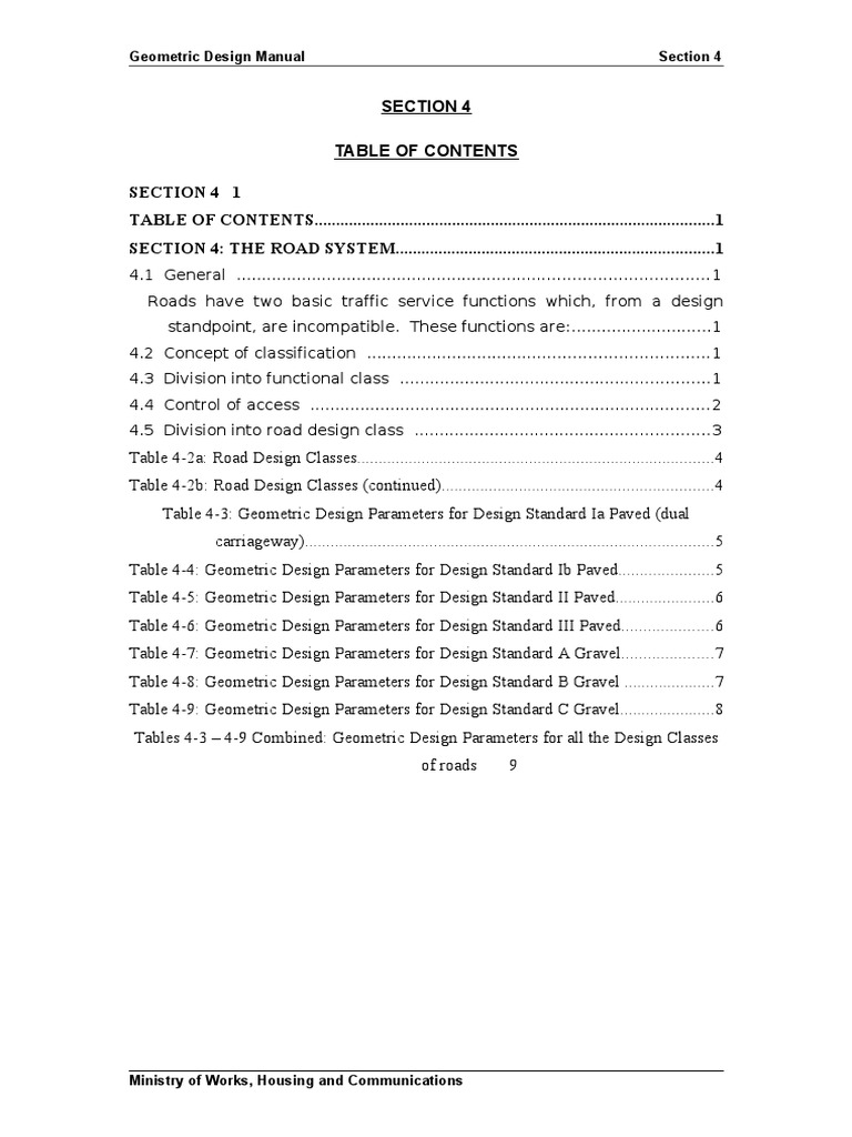 Geometric Design Manual Section 4 | PDF