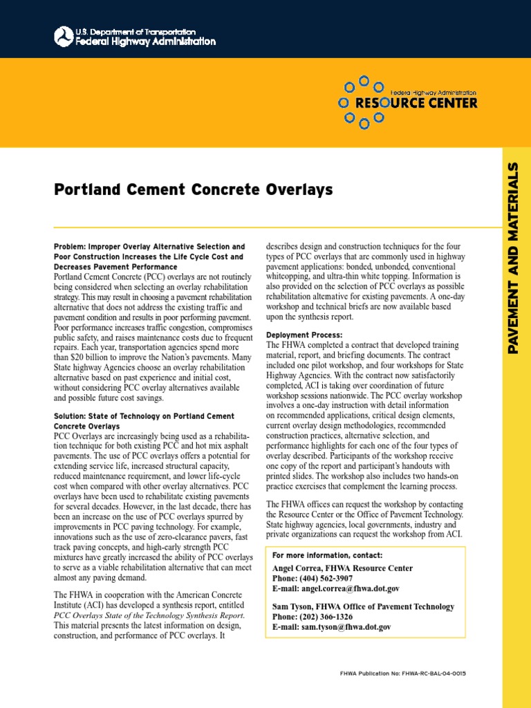 Portland Cement Concrete Overlays: PCC Overlays State of The Technology ...