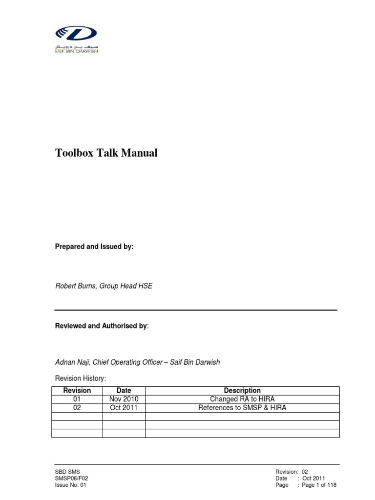 f02 - Toolbox Talk Manual Rev. 02 | PDF | Personal Protective Equipment ...