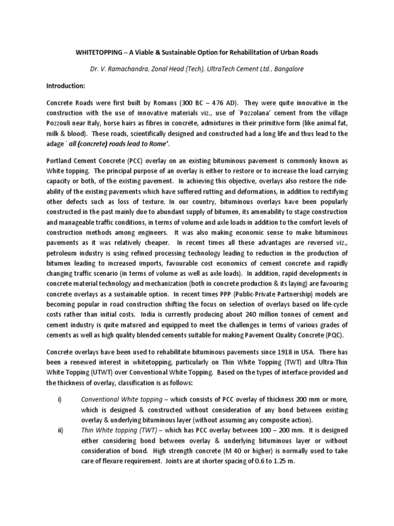 White Topping | Download Free PDF | Road Surface | Concrete