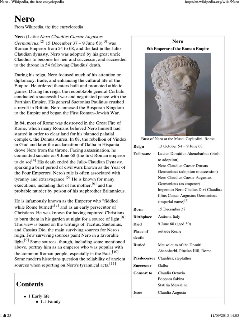 Nero - Wikipedia, The Free Encyclopedia | Nero | Roman People