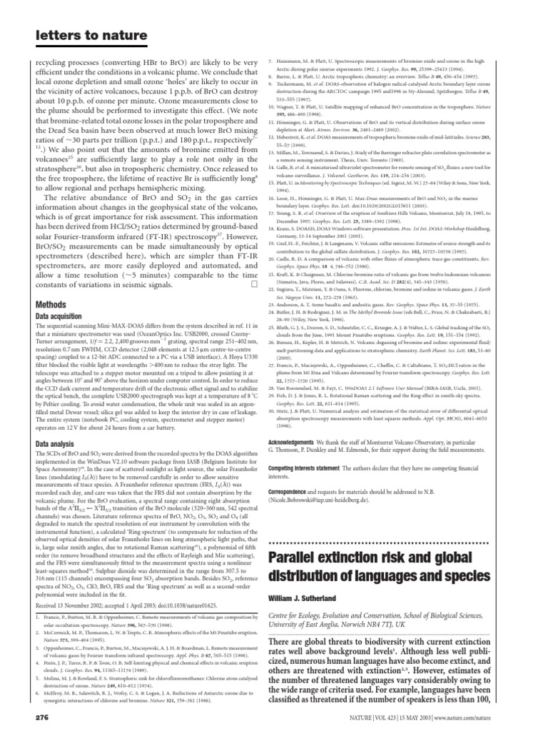 Parallel Extinction Risk and Global Distribution of Languages and ...
