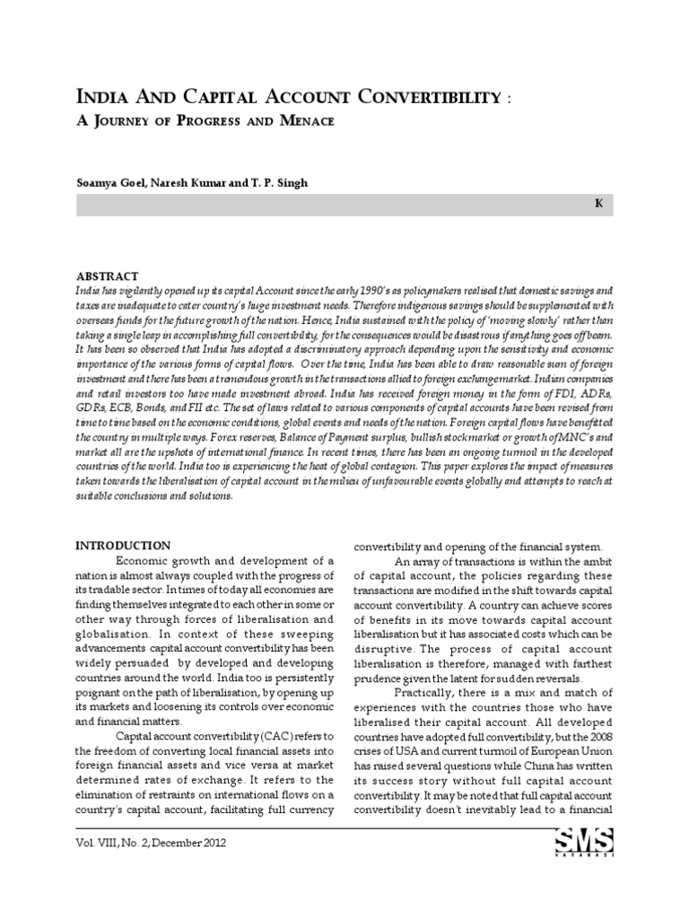Capital Account Convertibility and India | PDF | Capital Account ...