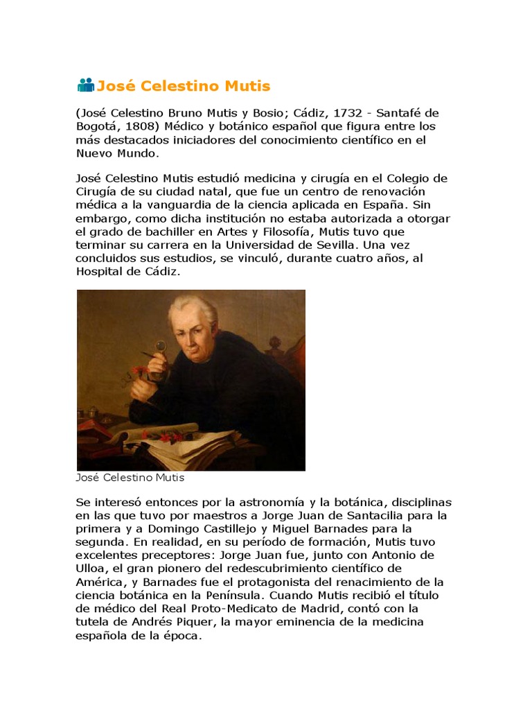 José Celestino Mutis | PDF | Bogotá | Colombia