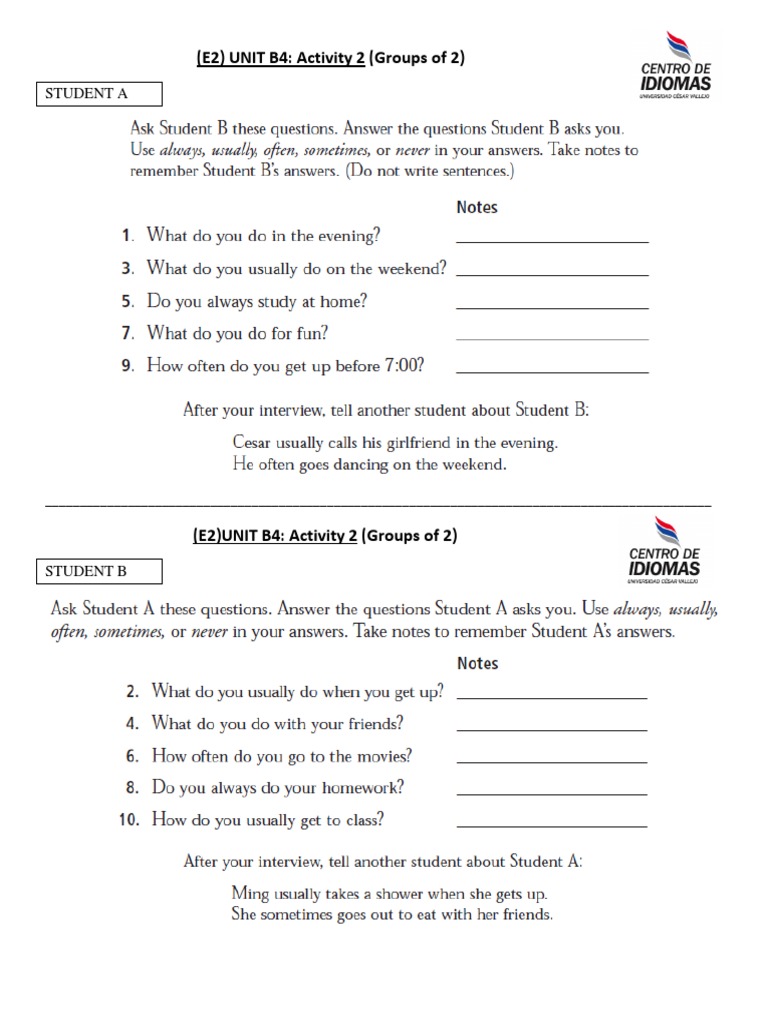 Unit B4 Group Activities Overview | PDF