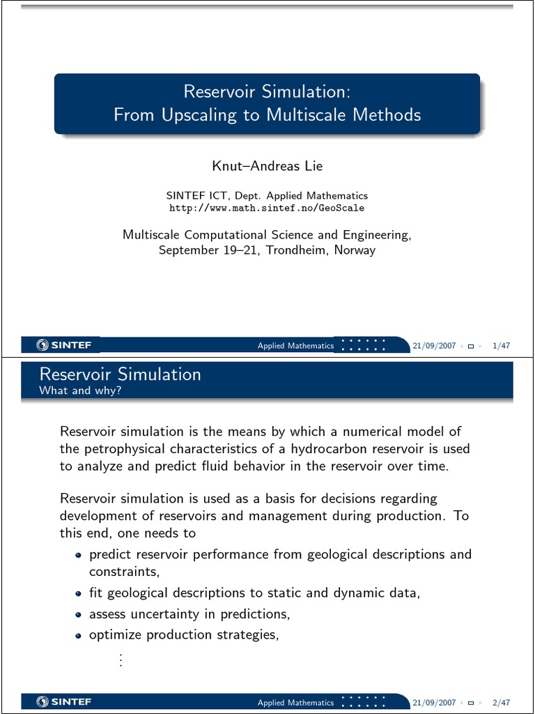 Reservoir Simulation | PDF | Finite Element Method | Petroleum Reservoir