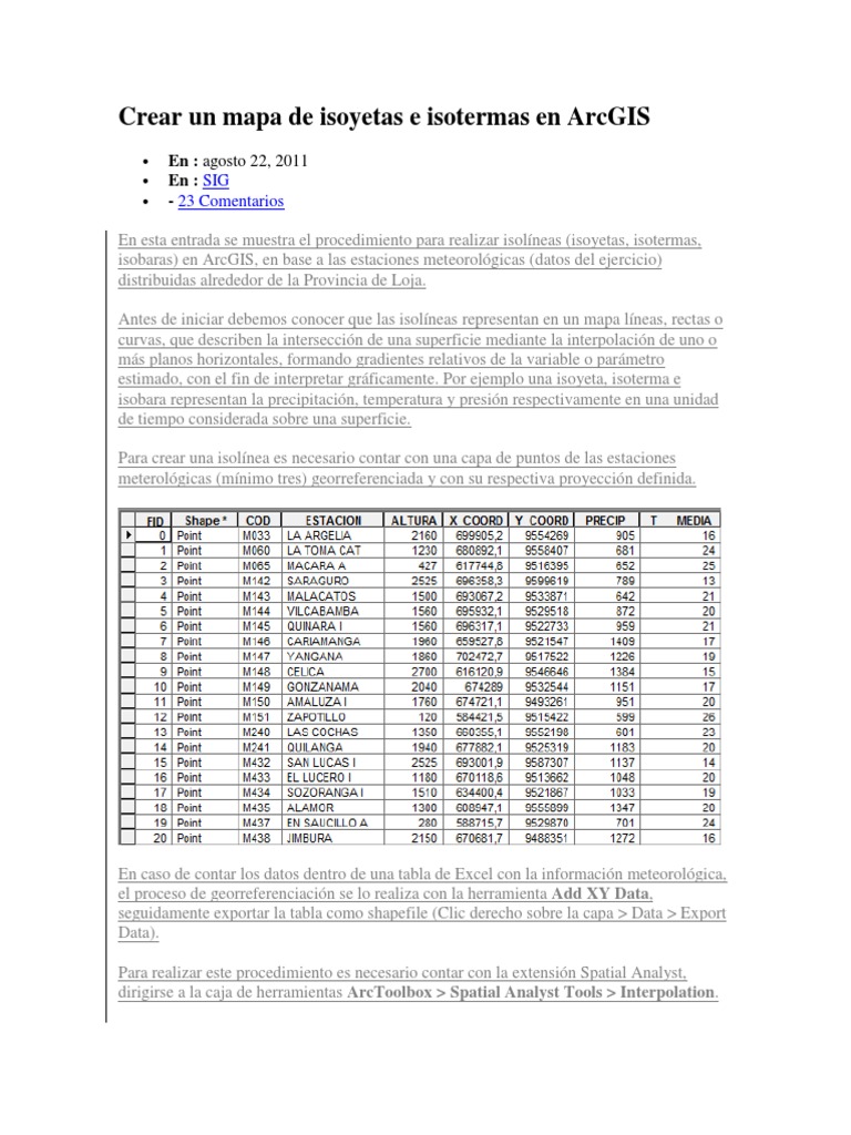 Crear Un Mapa de Isoyetas e Isotermas en ArcGIS | PDF | Arc Gis | Enseñanza de matemática