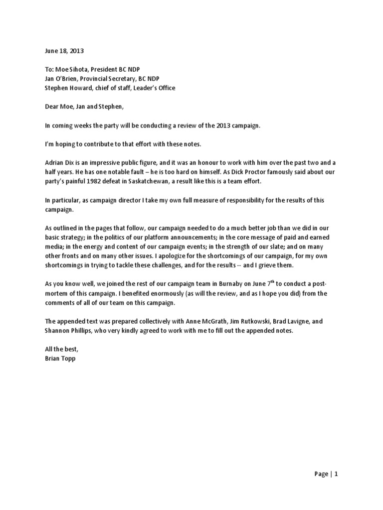 B.C. NDP Campaign Post-Mortem June 18 2013 | PDF | Fiscal Policy ...