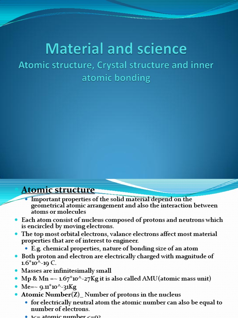 Material Science 2 | PDF | Chemical Bond | Crystal Structure