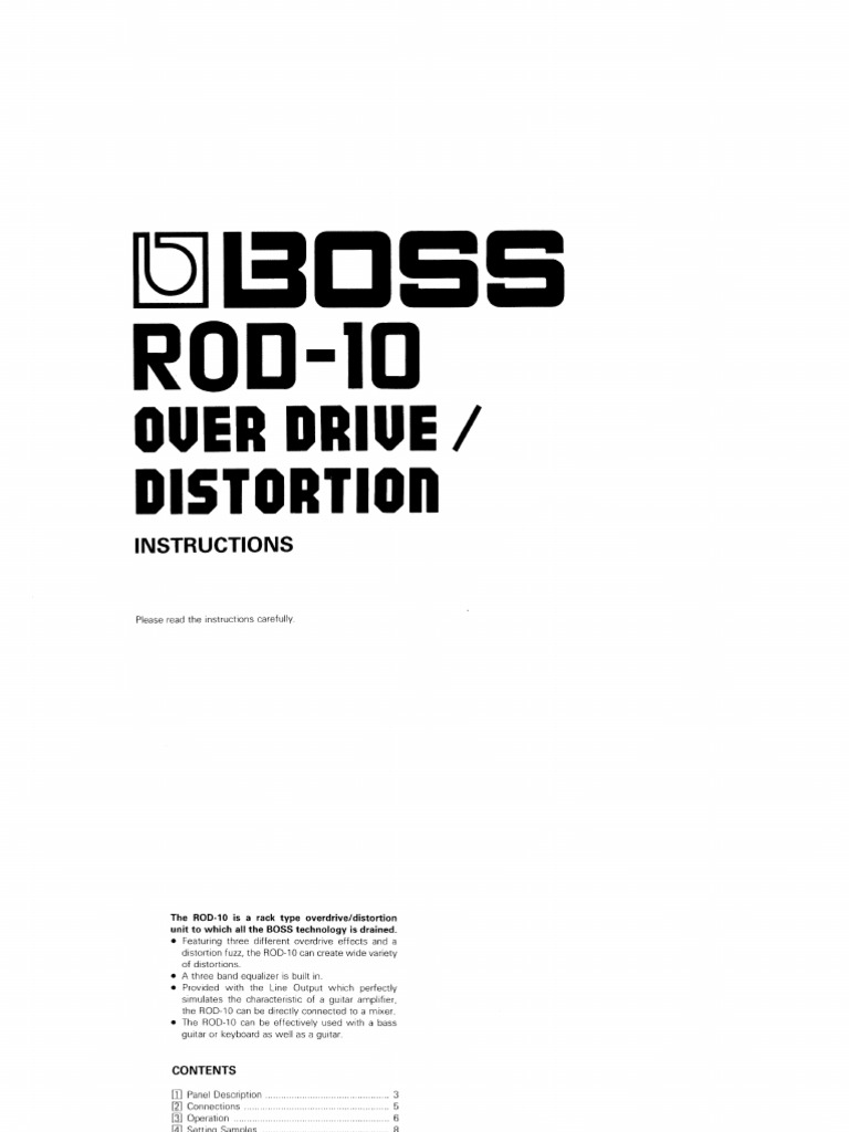 Boss ROD-10 Owner's Manual | PDF