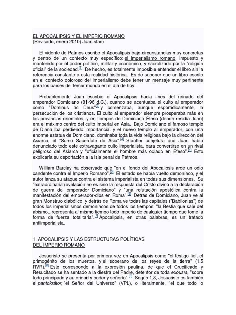 El Apocalipsis Y El Imperio Romano Pdf Imperio Romano Libro De