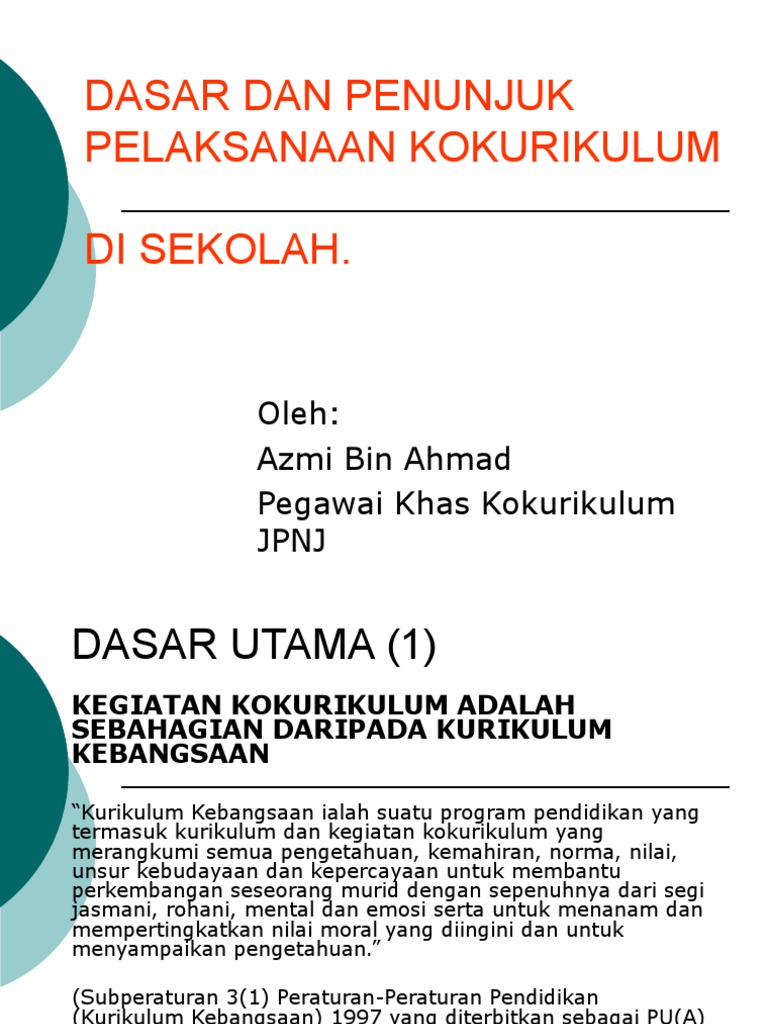 Dasar Kokurikulum 1 | PDF