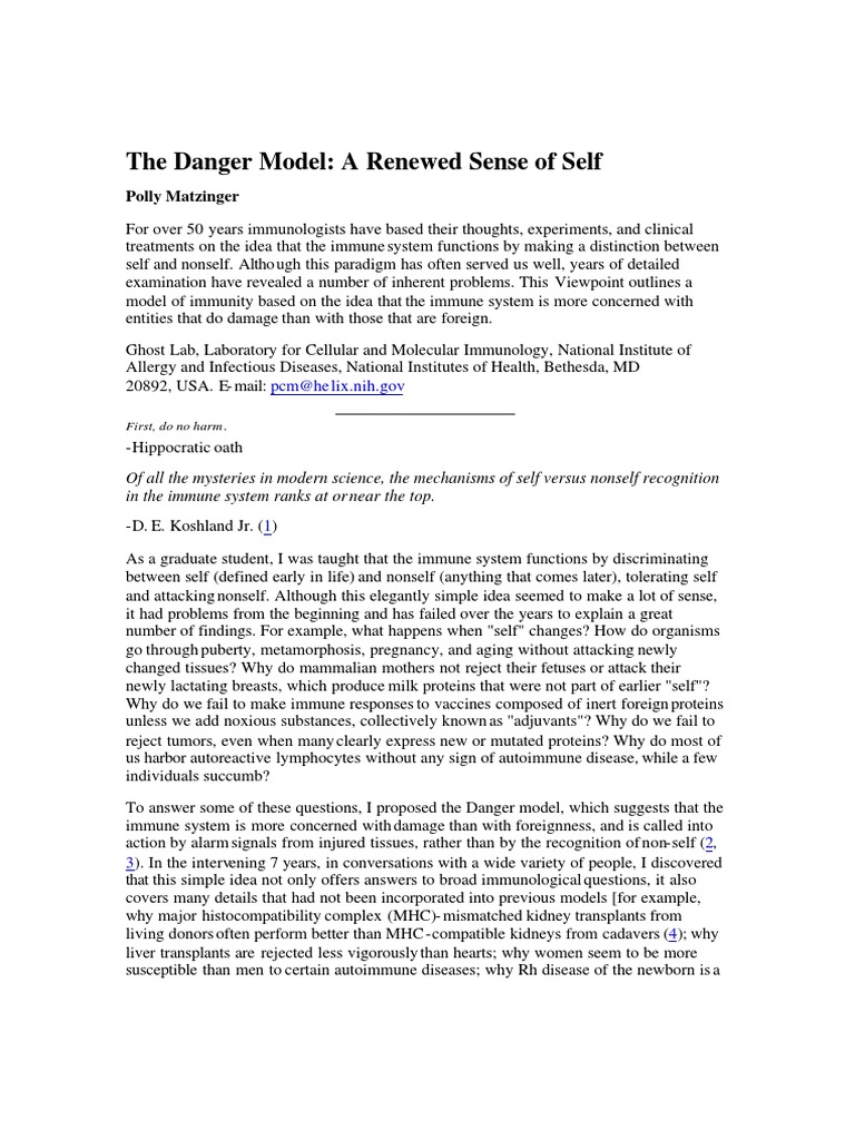 Danger Model | PDF | Immune System | Toll Like Receptor
