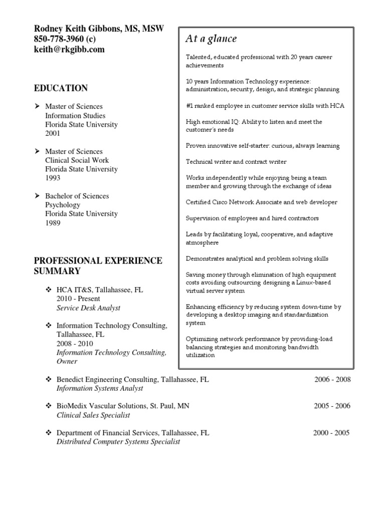 Rodeny Keith Gibbons Current Resume | PDF | Cisco Systems | Microsoft