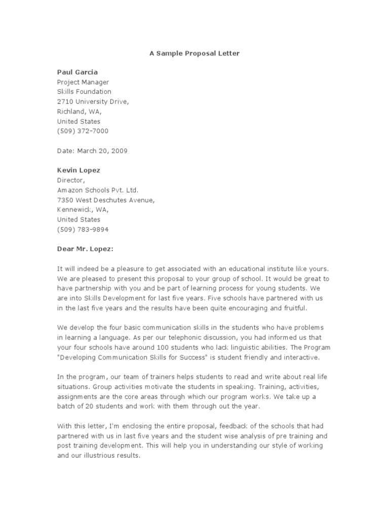 Project Proposal Letter