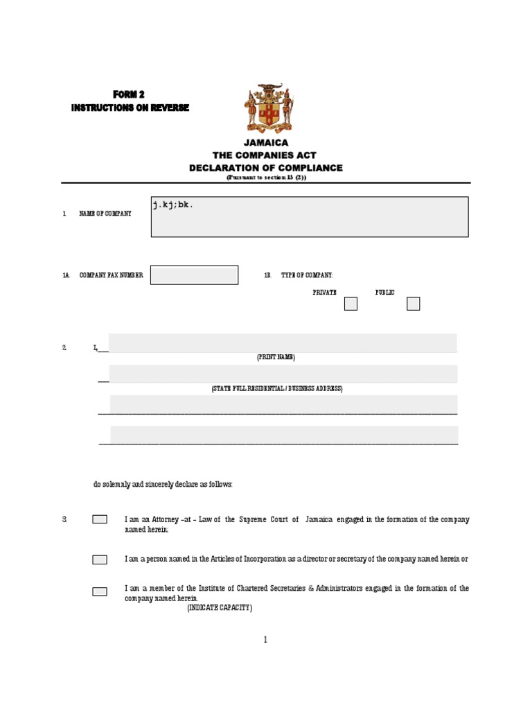 Companies Declaration of Compliance Form 2 (CPC Version 3) | PDF ...