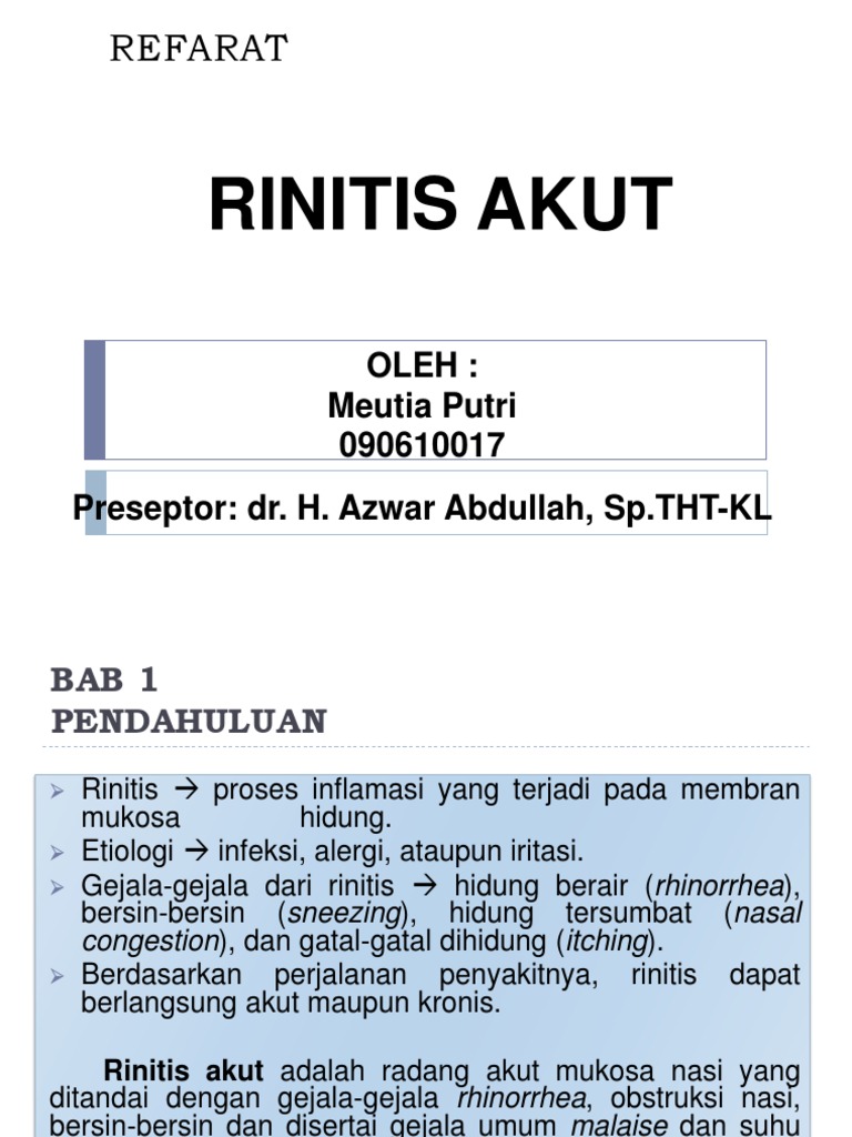 Refrat Rinitis Akut | PDF