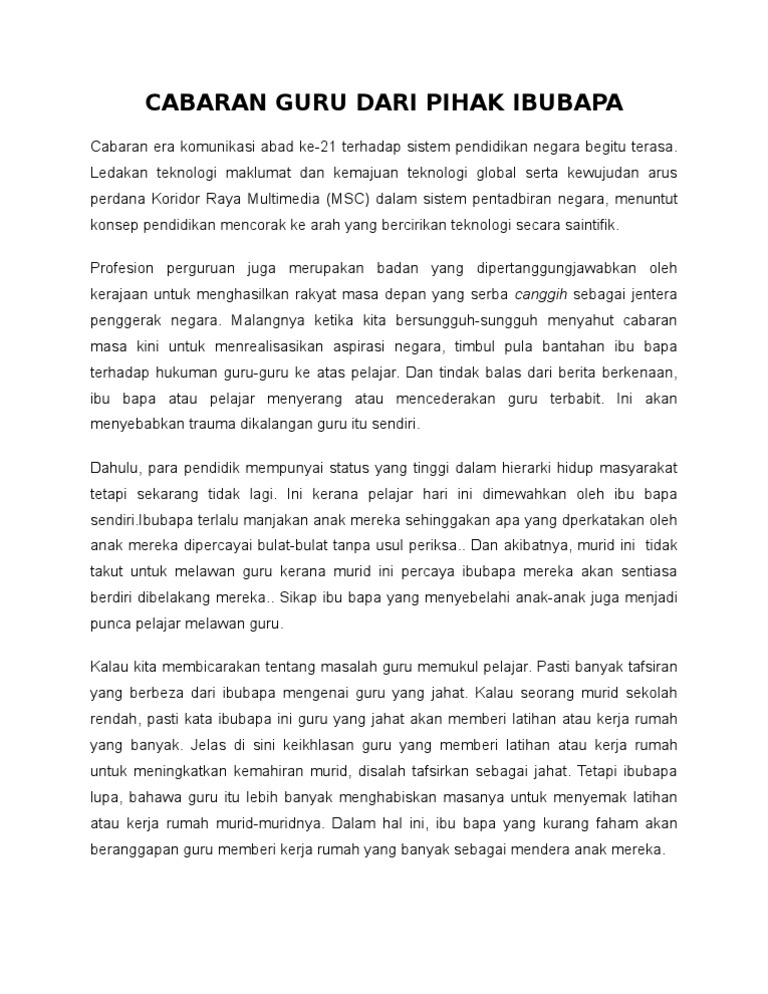 Cabaran Guru Dari Pihak Ibubapa | PDF