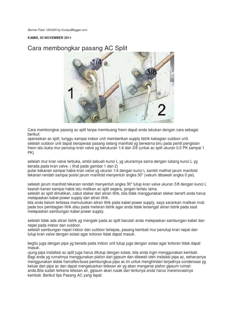 Cara Bongkar AC Split Tanpa Buang Freon | PDF
