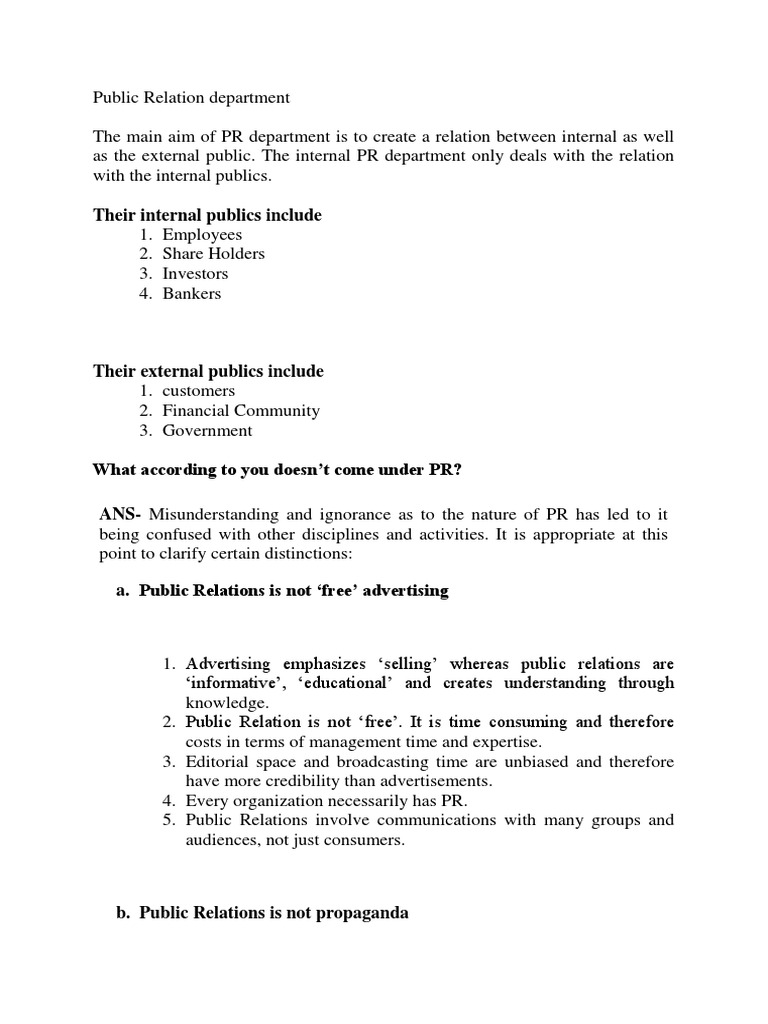 Public Relation Notes | Public Relations | Marketing