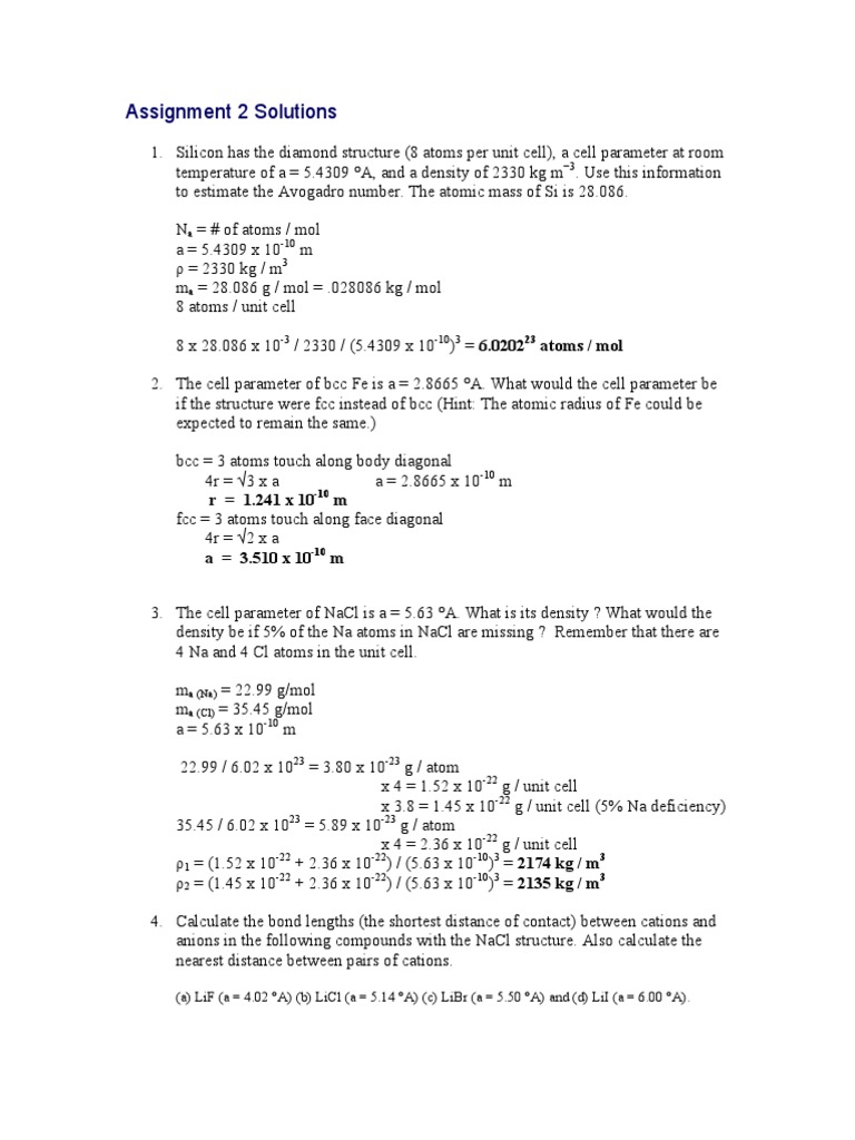 Diamond Structure Packing Efficiency | PDF | Crystal Structure | Mole ...