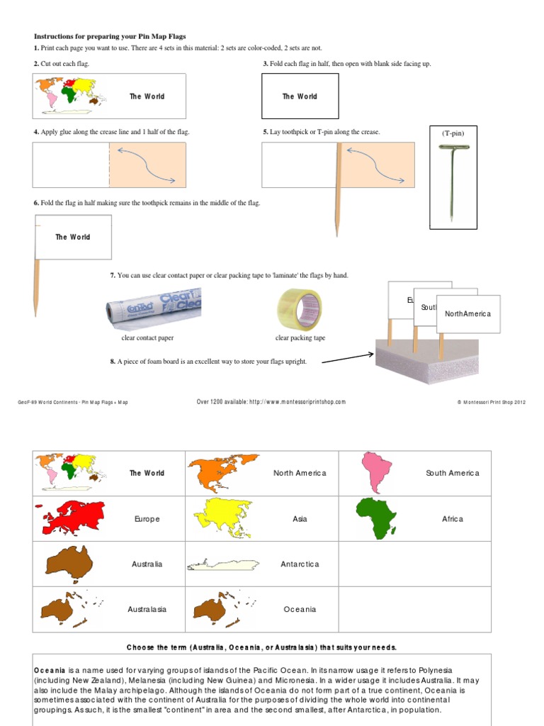 GeoF-89 World Continents - Pin Map Flags and Maps | PDF | Oceania ...