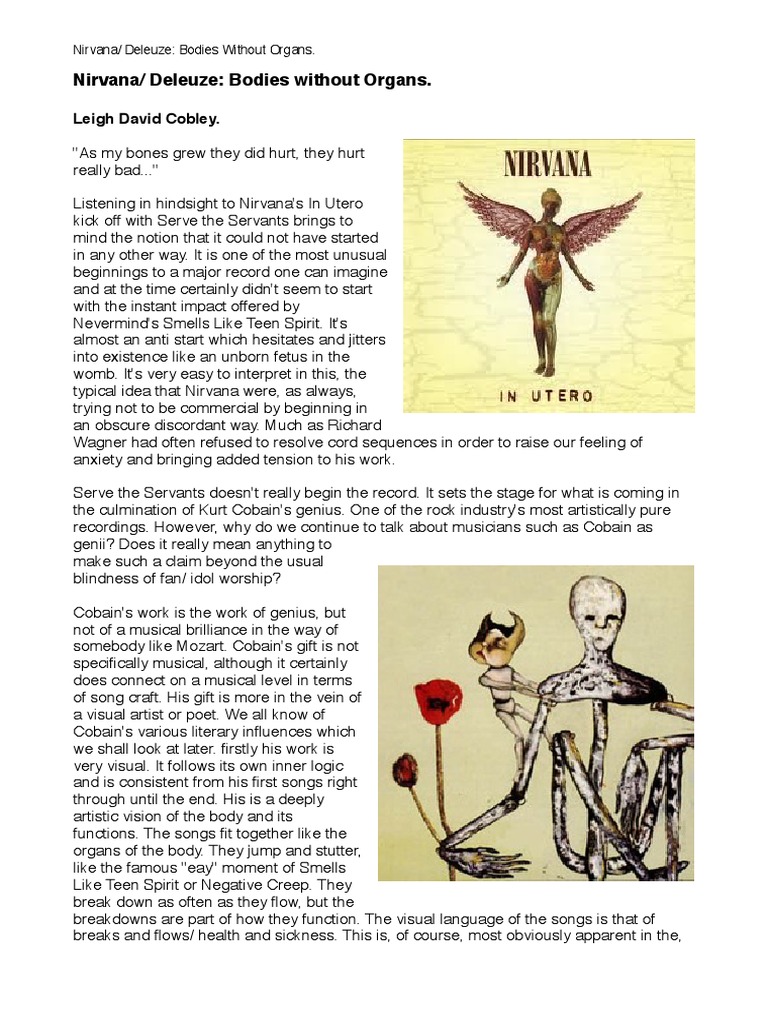 Nirvana/ Deleuze: Bodies Without Organs | PDF | Nirvana (Band) | Kurt ...