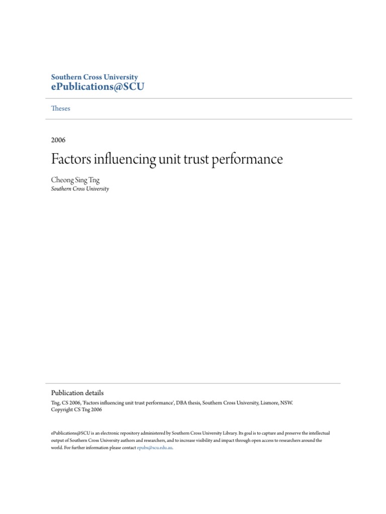 Factors Influencing Unit Trust Performance | PDF | Mutual Funds ...