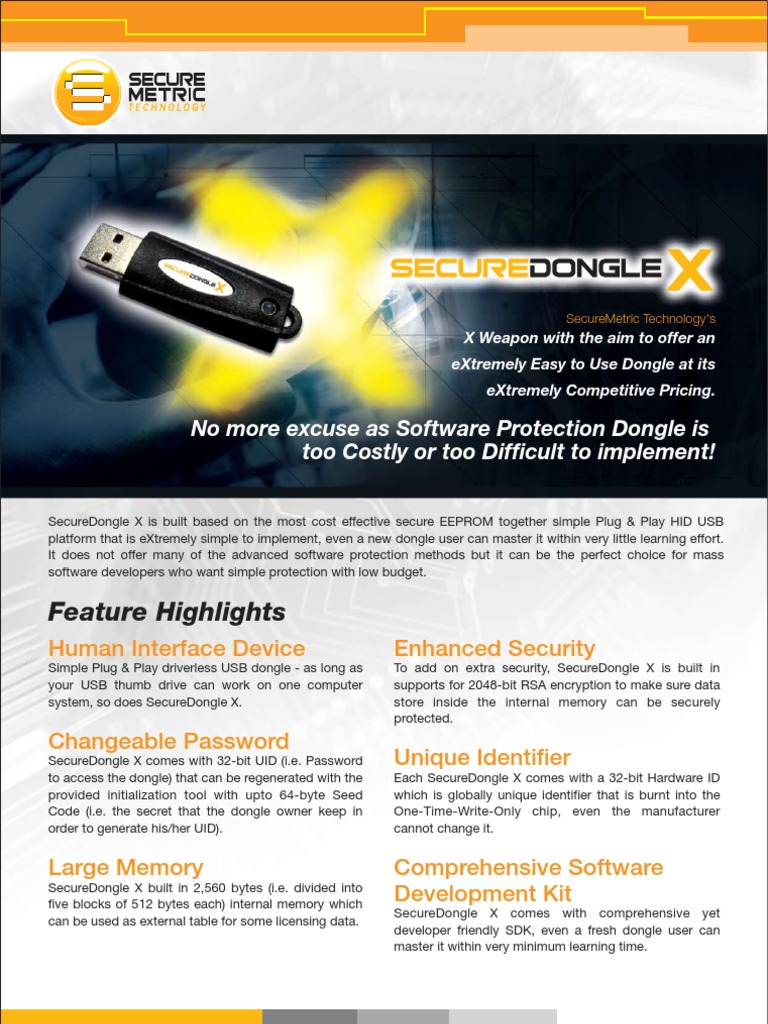 SecureDongle X - Cost Effective Software Dongle | PDF | Software ...