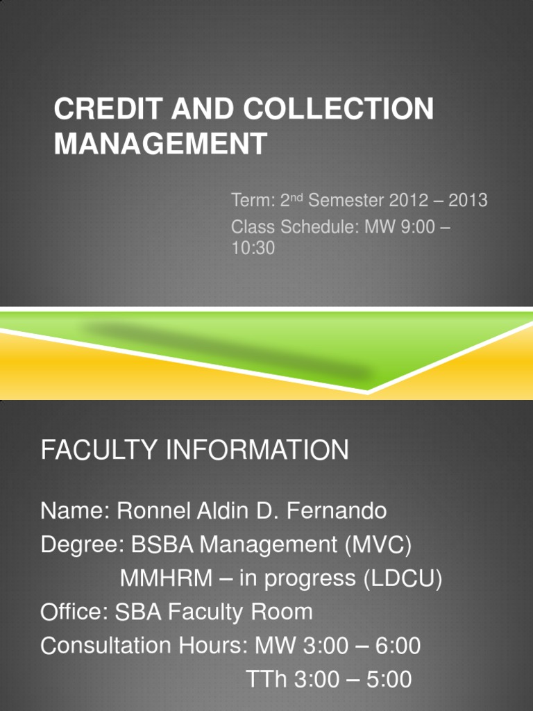 Credit and Collection Management Course | PDF | Behavior Modification ...