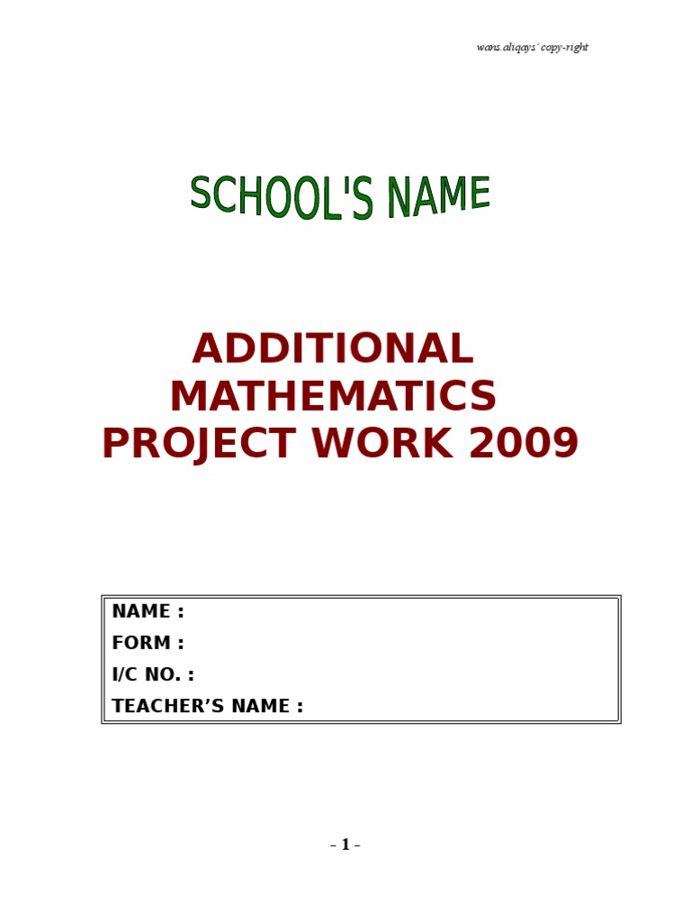 Additional Mathematics Project Work 2009 | PDF | Circle | Area