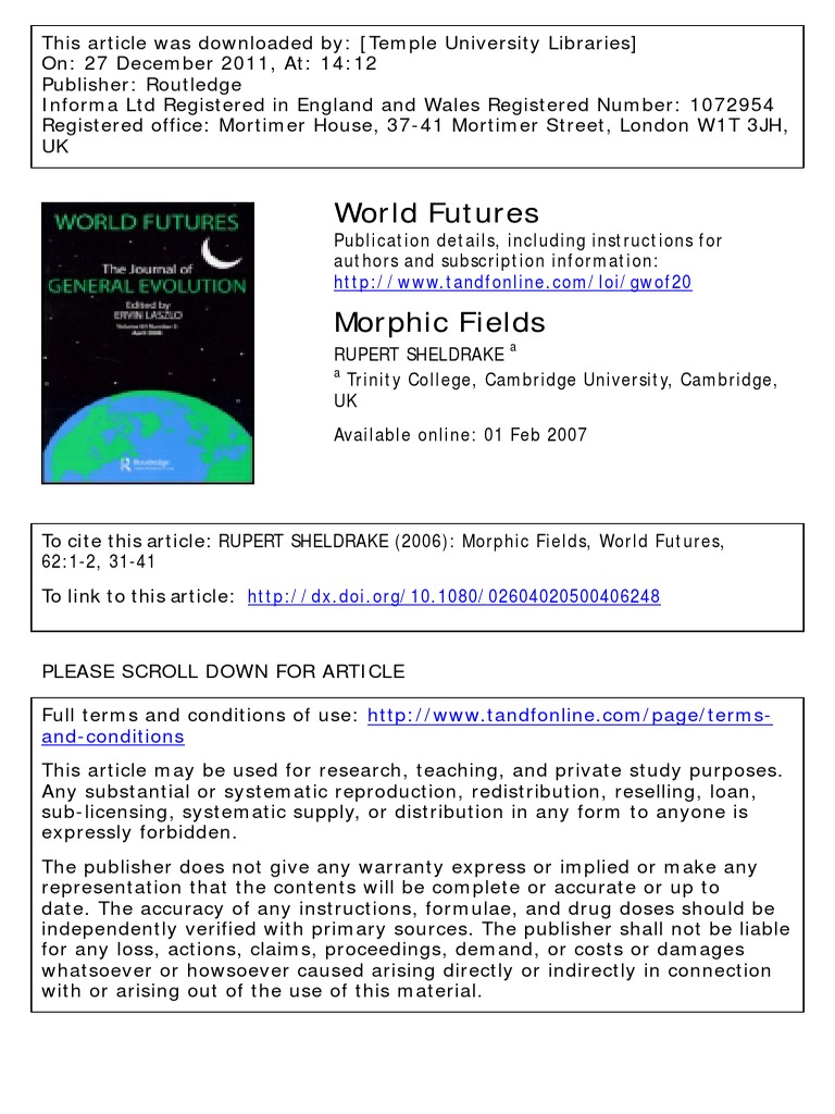 Morphic Fields and Morphic Resonance | PDF | Rupert Sheldrake | Perception
