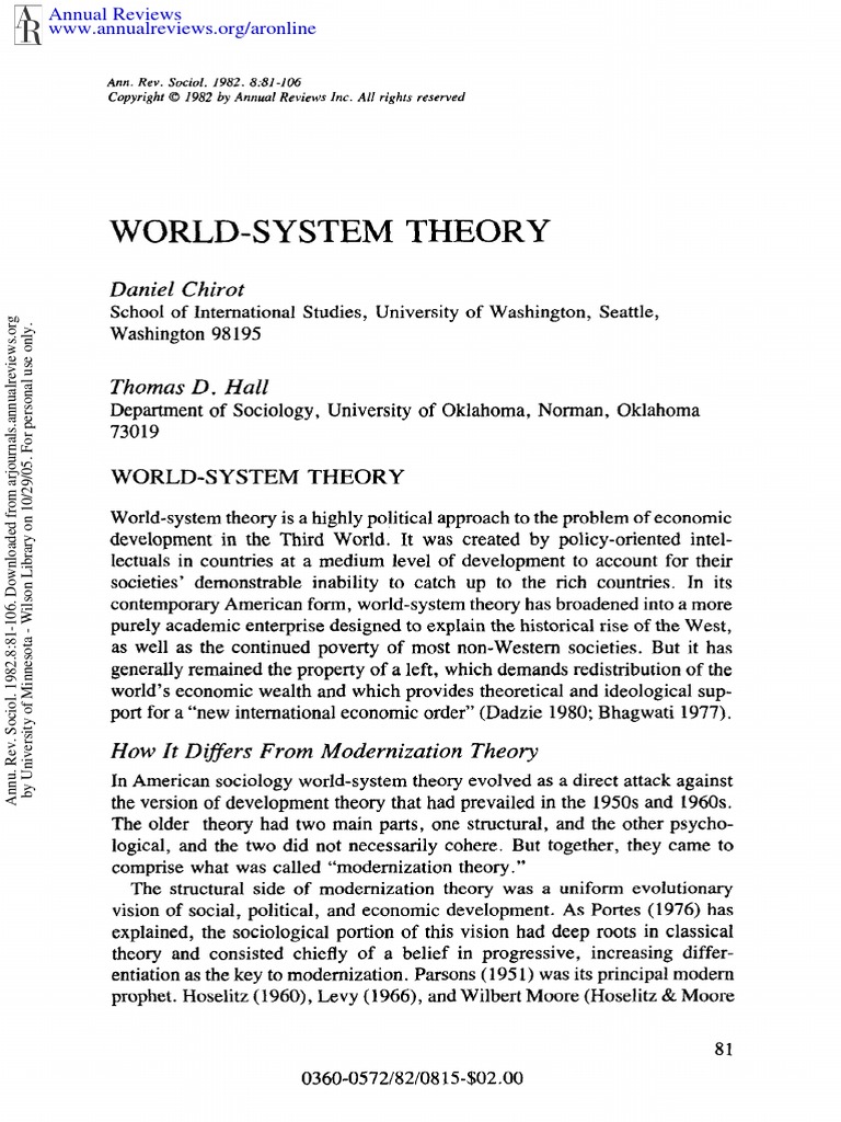 World System Theory A Short Version | PDF | World Systems Theory | Capitalism