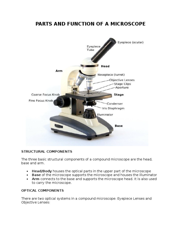 Microscopes Parts and Function | PDF | Lens (Optics) | Atomic