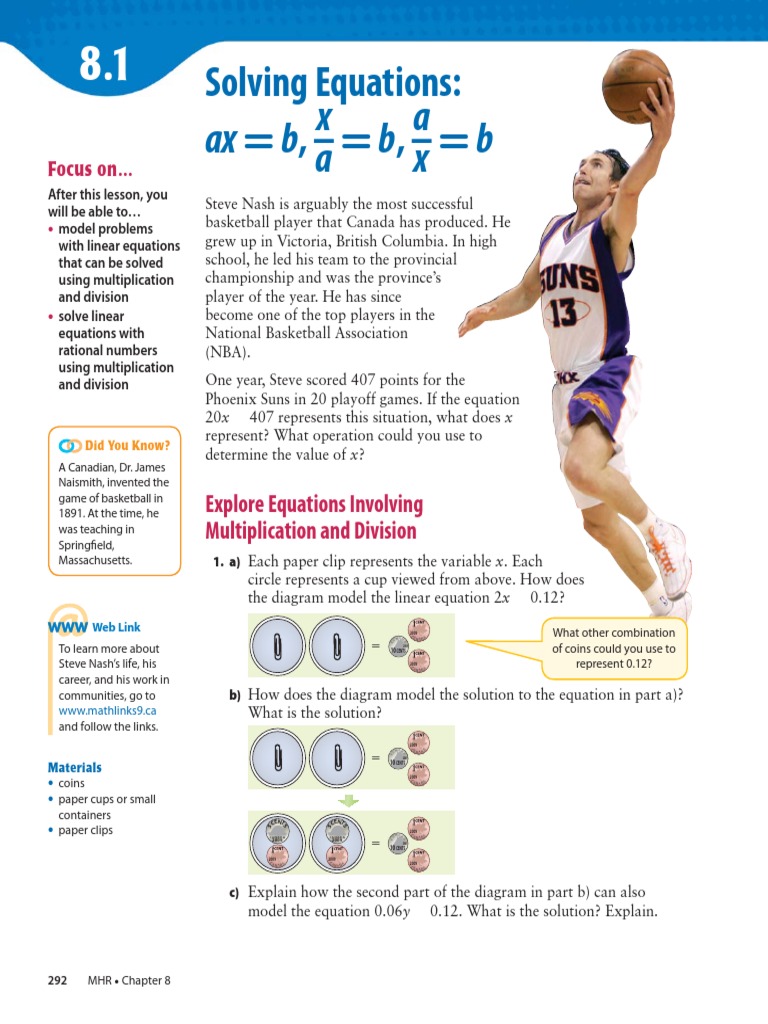 Mathlinks9 CH 8 Textbook | PDF | Canadian Prairies | Equations