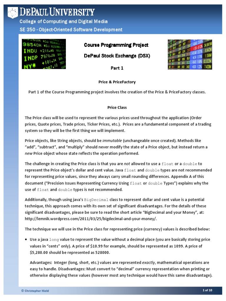 College Of Computing And Digital Media Se 350 Object Oriented Software Development Pdf