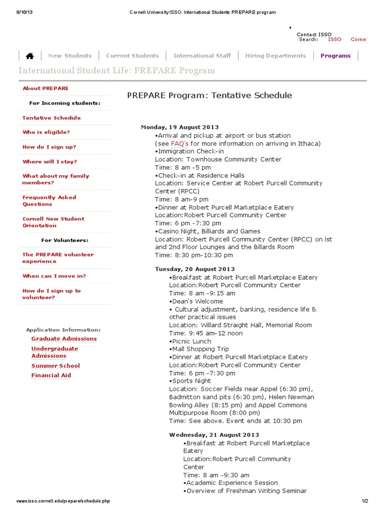 Cornell PREPARE Program Schedule | PDF | Social Science